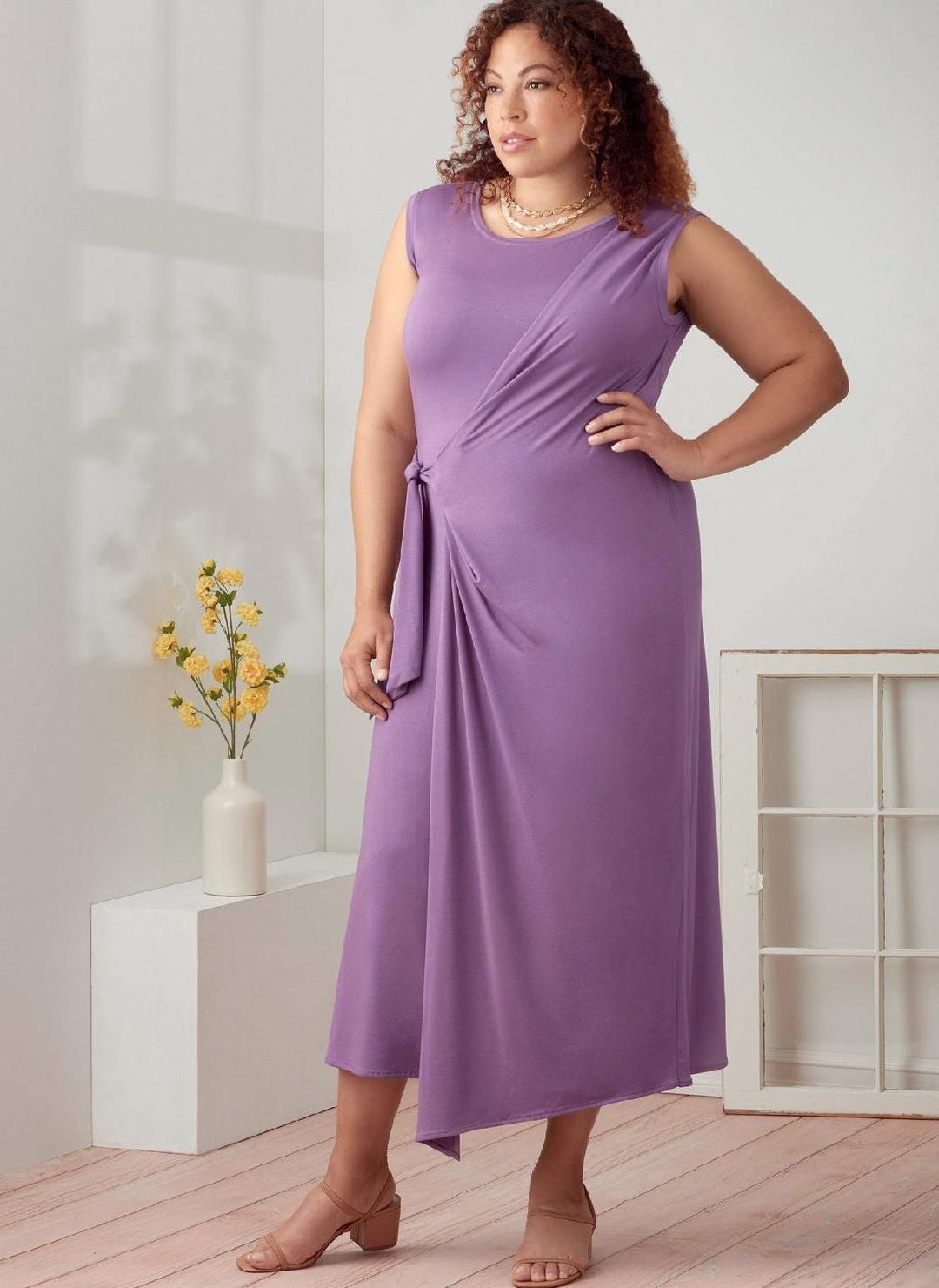 Simplicity S9259 Womens Summer Wrap Dress Pattern, Round Neck, Plus ...