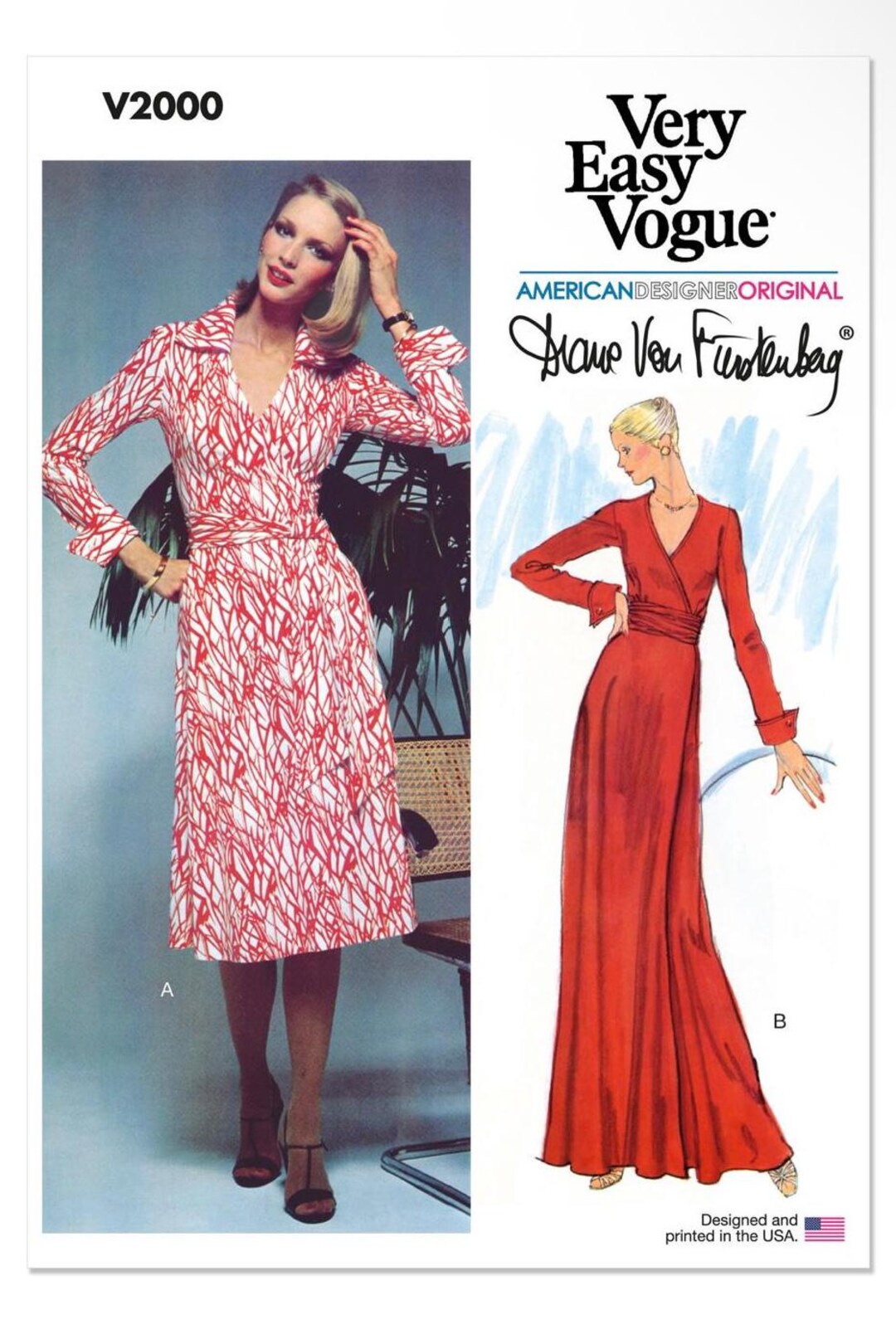 Vogue V2000 “american Designer Original” Sewing Pattern, Front Wrap ...