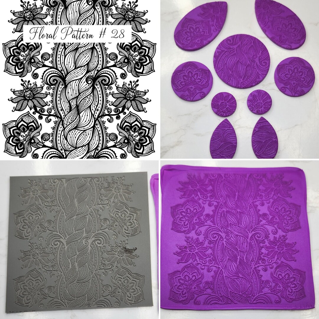 Rubber Stamp for Polymer Clay, Texture Mat, Metal Clay Texture Sheet ...