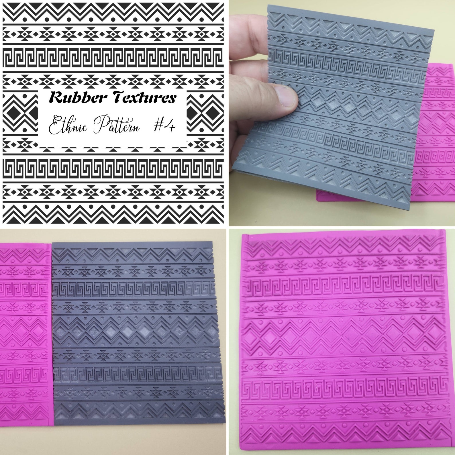 Rubber Stamp for Polymer Clay, Texture Mat, Polymer Clay Texture Sheet ...