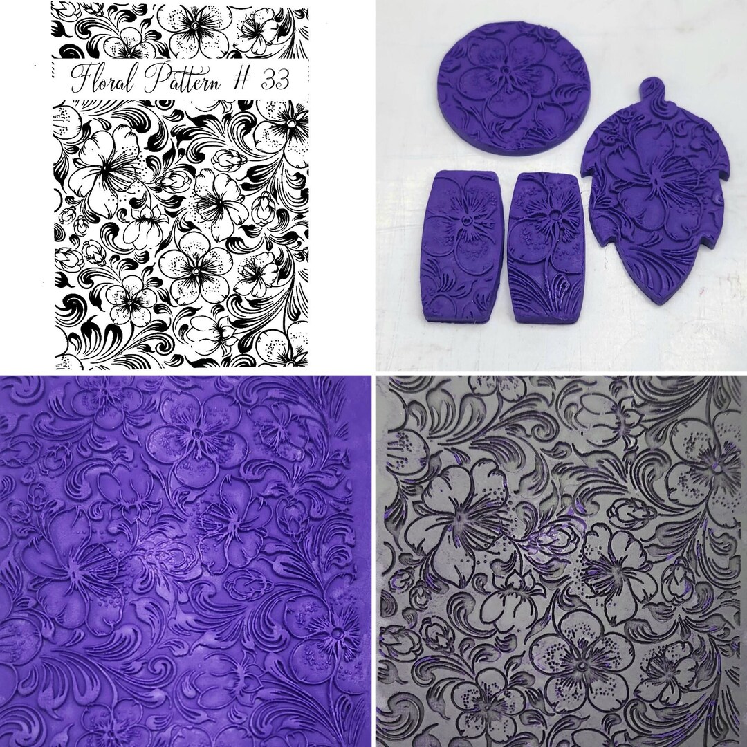 Rubber Stamp for Polymer Clay, Texture Mat, Polymer Clay Texture Sheet ...