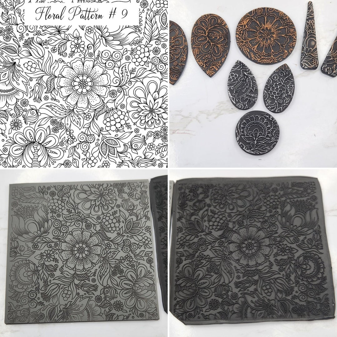 Rubber Stamp for Polymer Clay, Texture Mat, Polymer Clay Texture Sheet ...