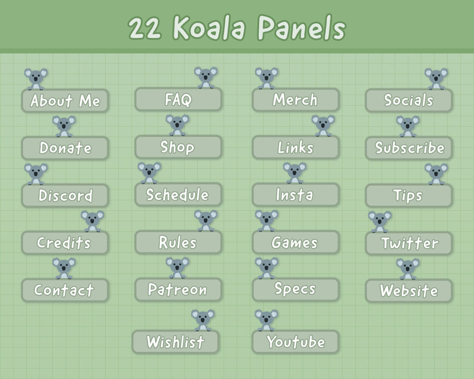 ANIMATED Cute Koala Twitch Overlay Stream Pack / Stream Alert / Cute ...