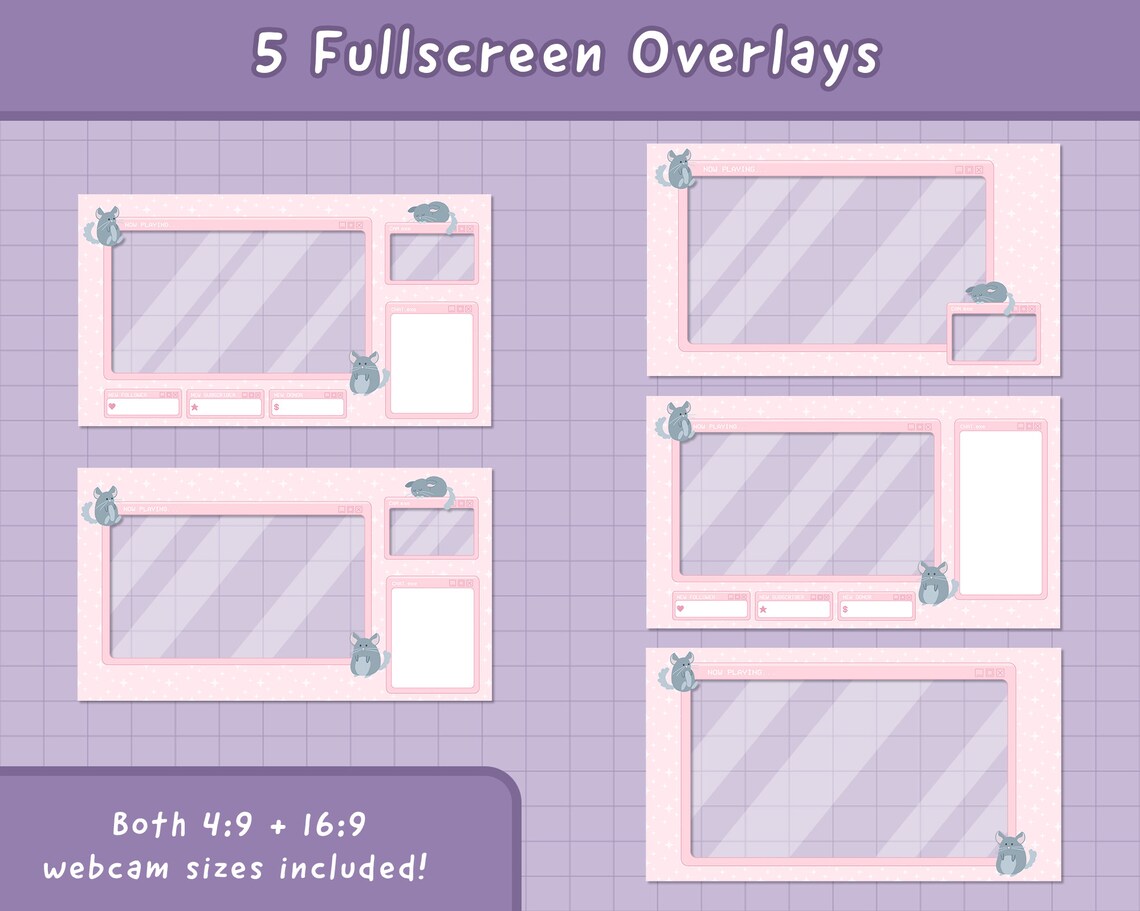 ANIMATED Cute Chinchilla Twitch Overlay Stream Pack / Stream - Etsy
