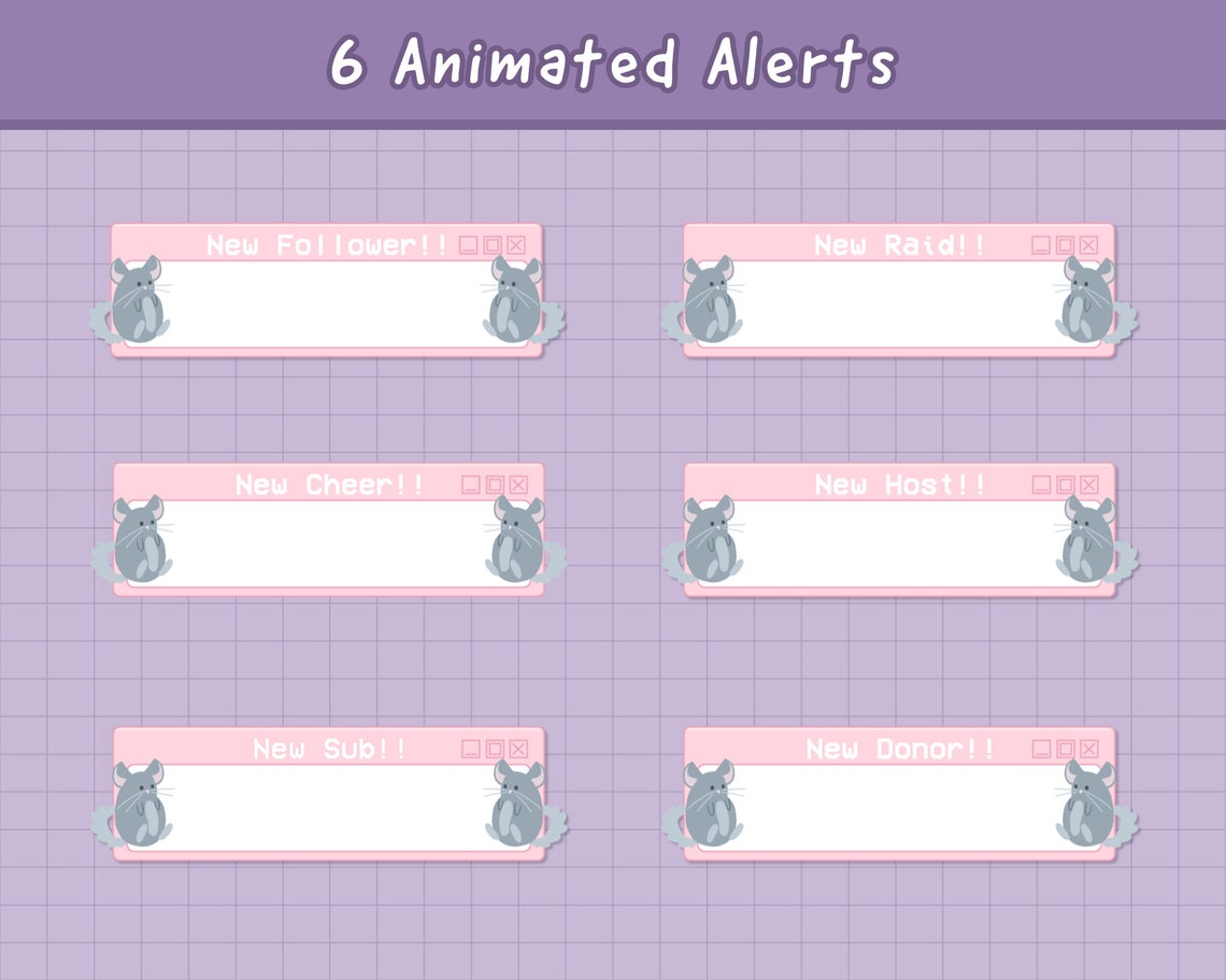 ANIMATED Cute Chinchilla Twitch Overlay Stream Pack / Stream Alert ...
