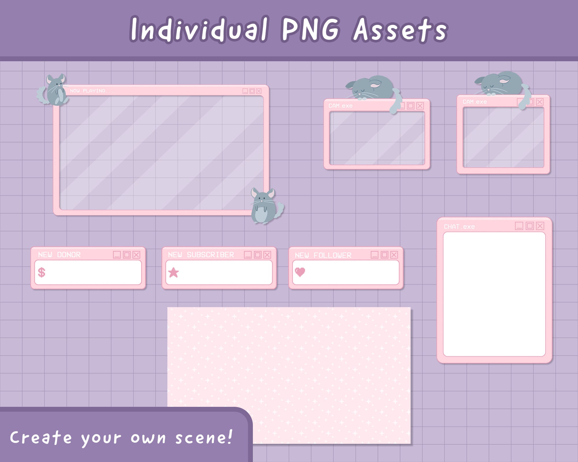 ANIMATED Cute Chinchilla Twitch Overlay Stream Pack / Stream Alert ...
