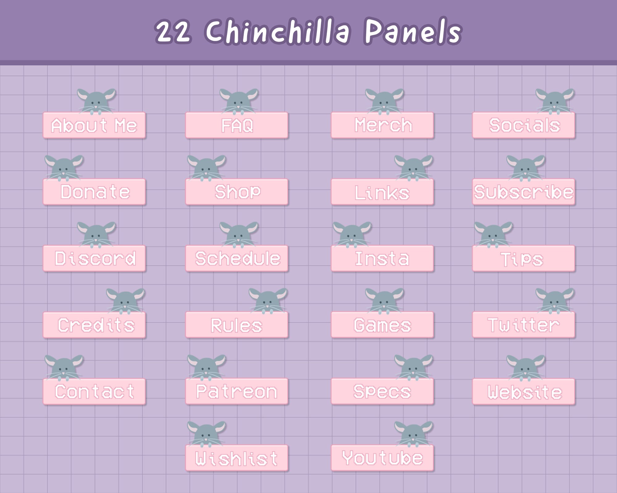 ANIMATED Cute Chinchilla Twitch Overlay Stream Pack / Stream Alert ...