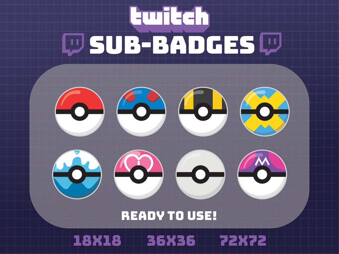 Pokeball Twitch Sub Badges - Etsy