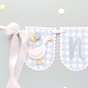 One Silly Goose Highchair Banner Boy – Blue Gingham 1st Birthday Banner ...