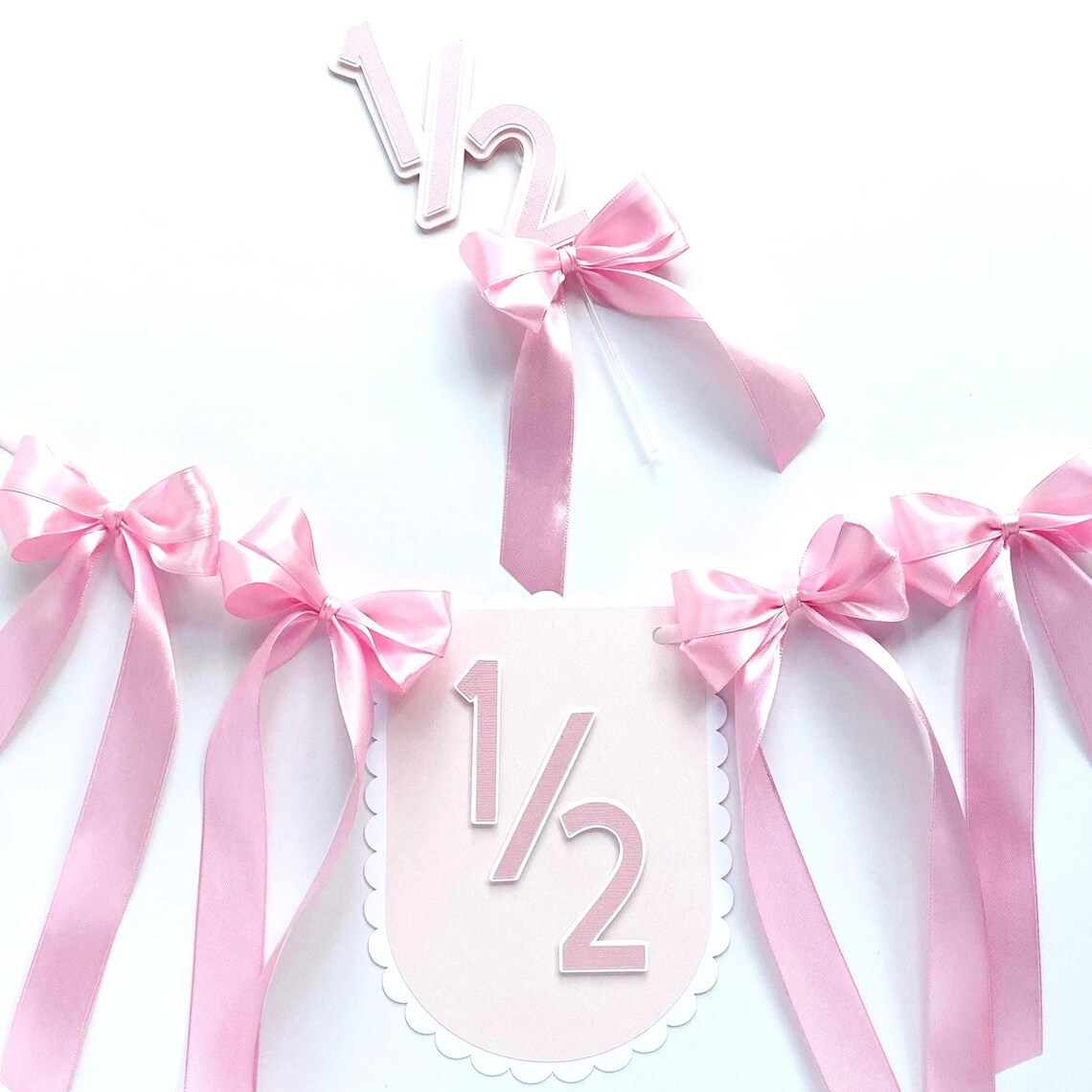 Half Year Cake Topper, Coquette Party Decor, Halfway to One Topper ...