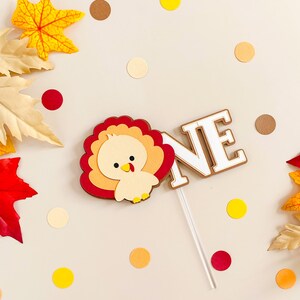 ONE Little Turkey Cake Topper, Thanksgiving 1st Birthday Party Decor ...