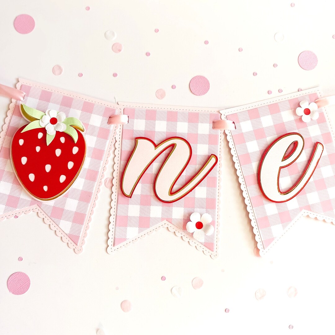 Strawberry High Chair Banner, ONE Banner Decoration, Berry First ...