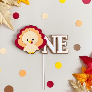 ONE Little Turkey Cake Topper, Thanksgiving 1st Birthday Party Decor ...