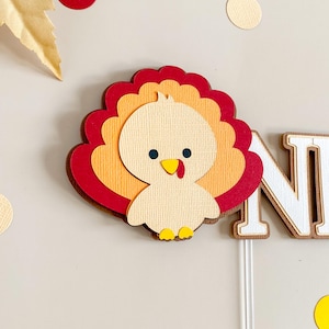 ONE Little Turkey Cake Topper, Thanksgiving 1st Birthday Party Decor ...