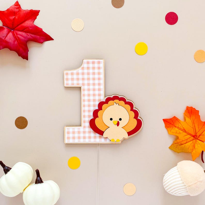 Turkey 1st Birthday Cake Topper: Thanksgiving Autumn Party Decor - Etsy