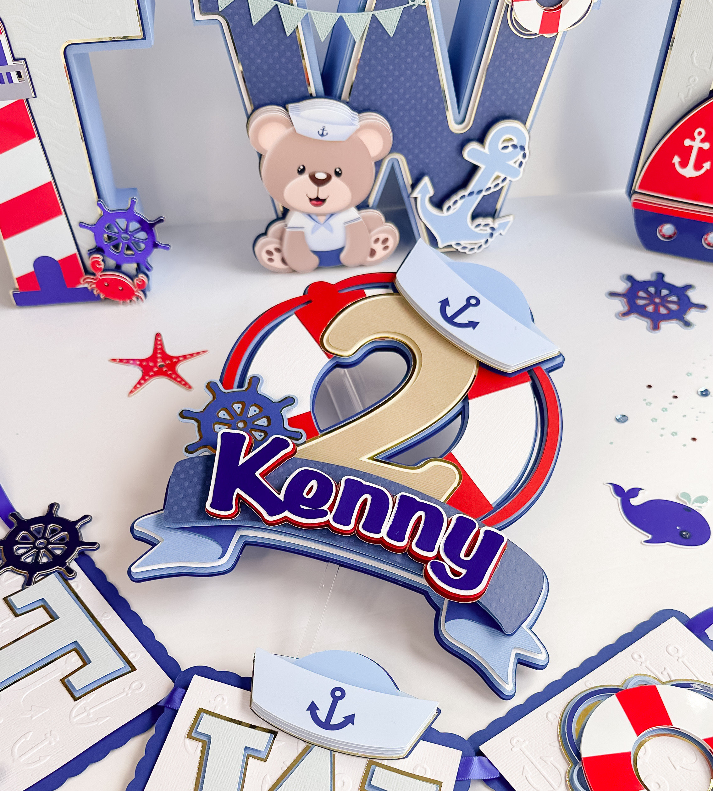 Personalized Nautical Cake Topper: 3D Sailor Birthday Decoration - Etsy