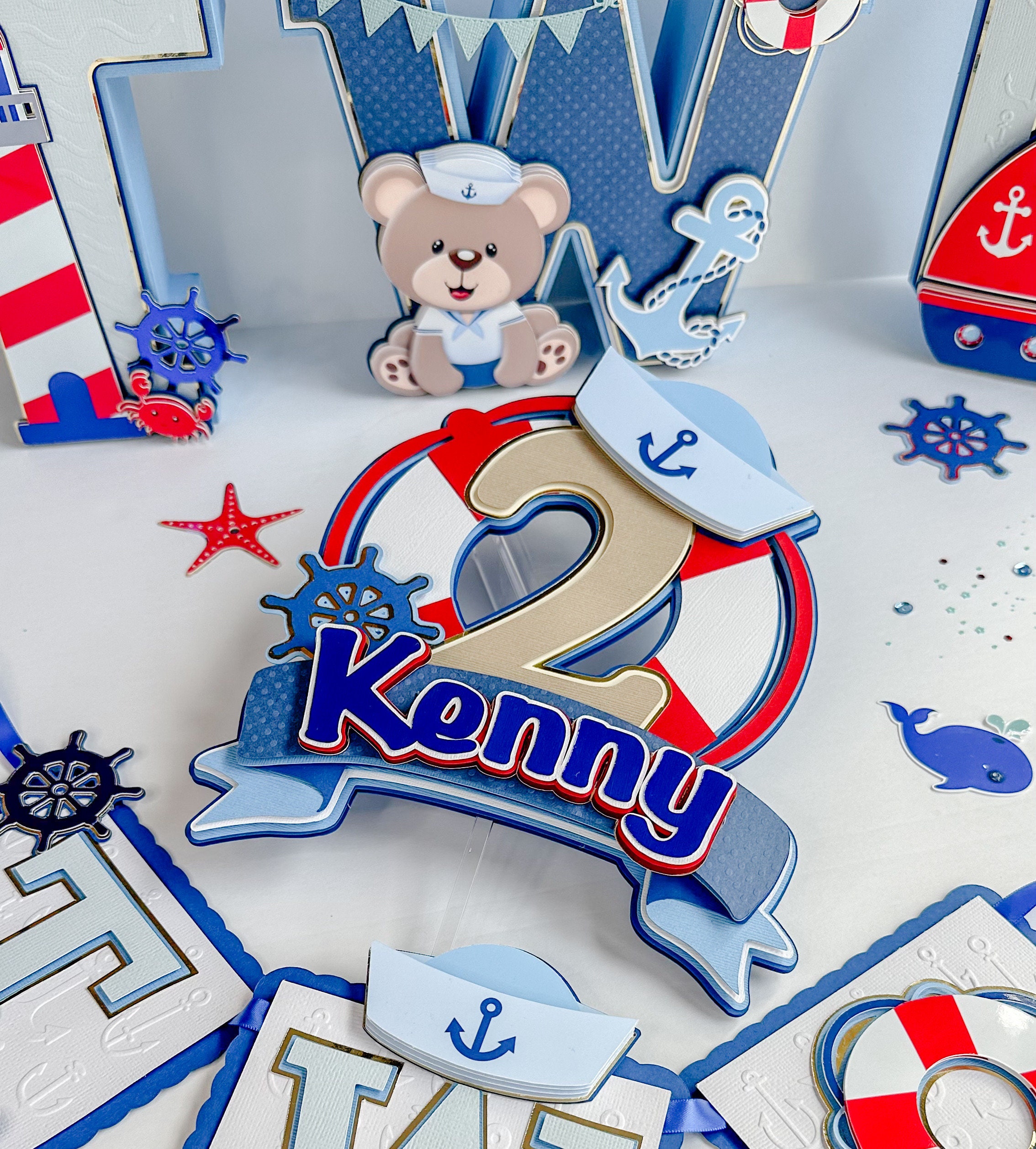 Nautical Cake Topper, Nautical Birthday Decoration, Baby Sailor Cake ...