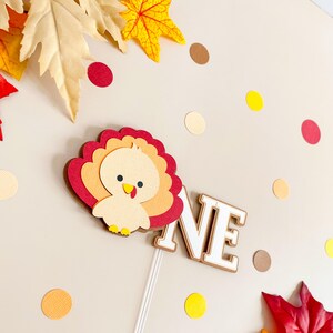 ONE Little Turkey Cake Topper, Thanksgiving 1st Birthday Party Decor ...