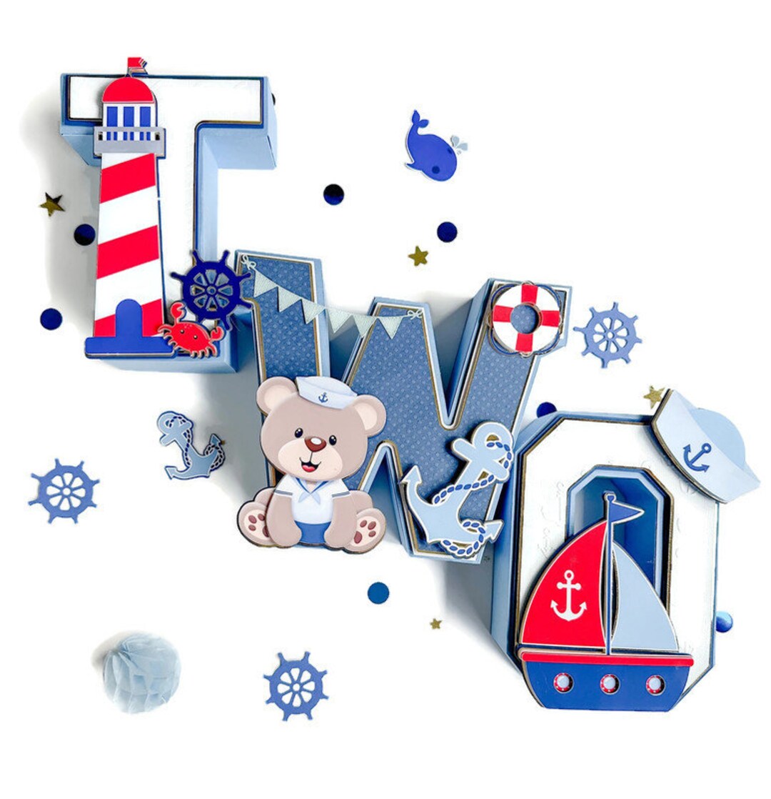 Nautical 3D Letters, Nautical Birthday Party Decorations, Sailing ...