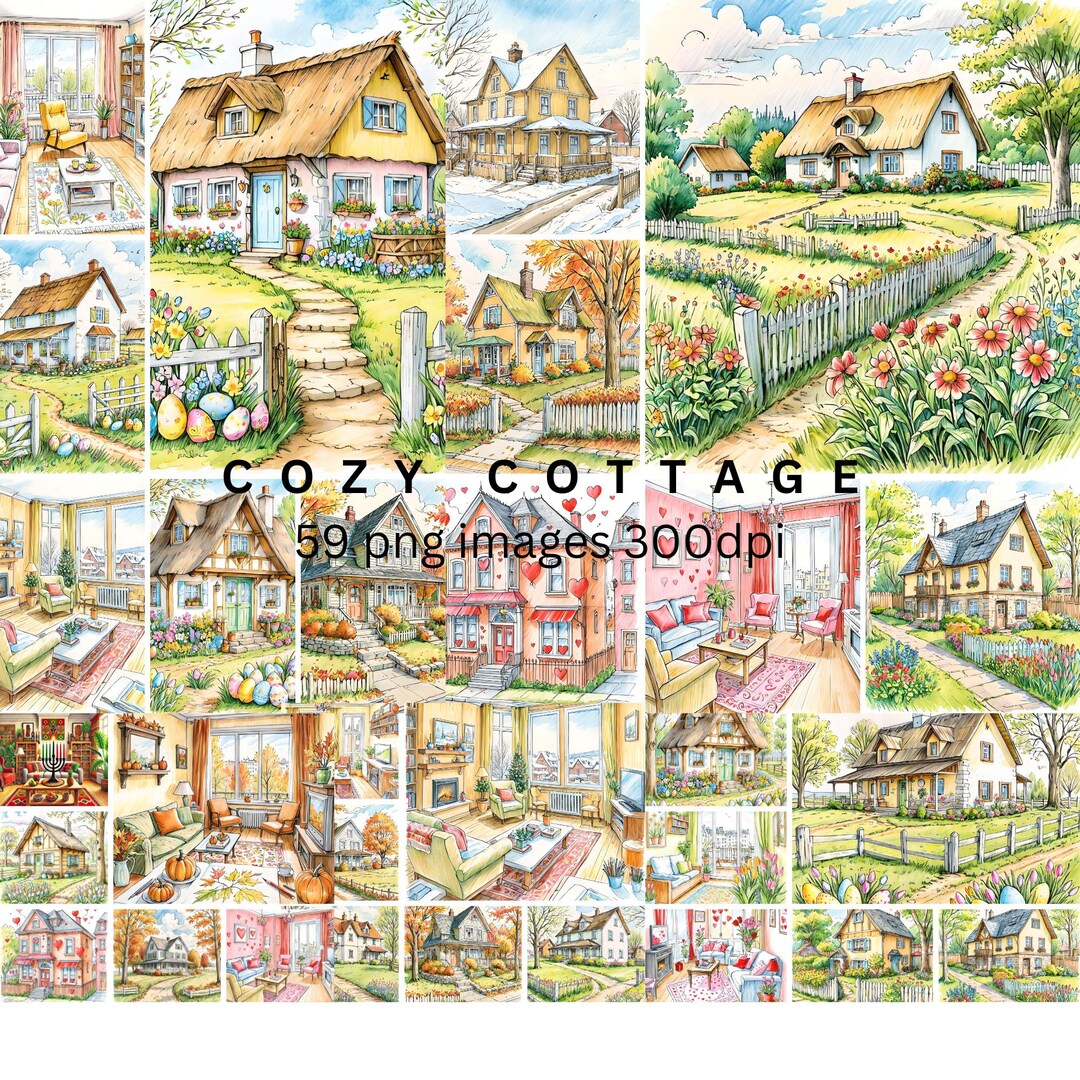 Cottage Core Cozy Cottage, Cottage Core Digital Stickers, Bullet ...