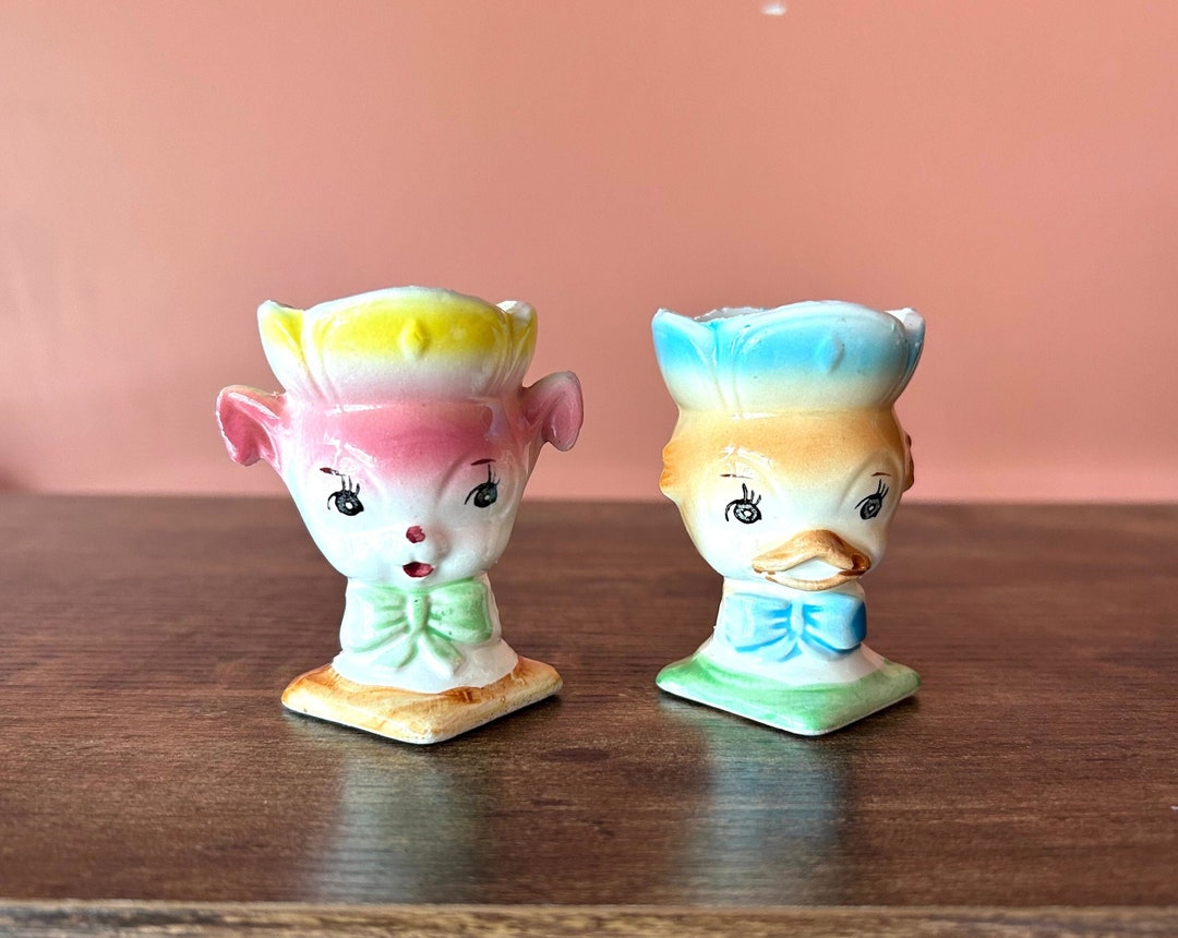 Vintage Kitsch Duck and Dog Egg Cups (set of Two) Collectible Easter ...