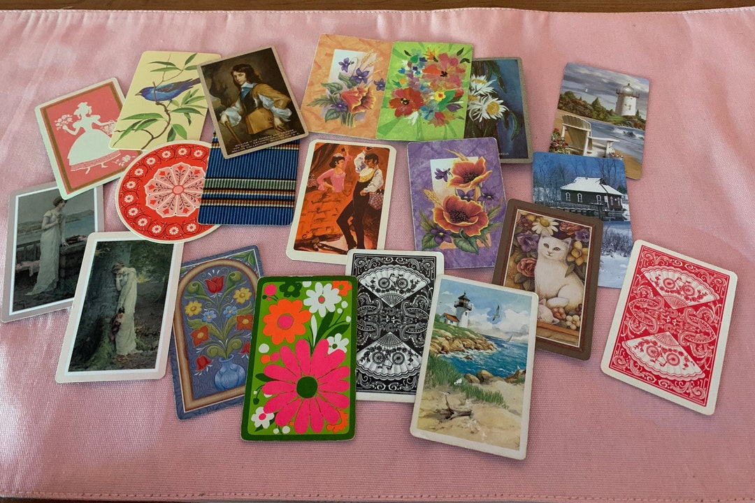 Vintage Playing Cards (15 Random Cards) Junk Journaling Collectible ...