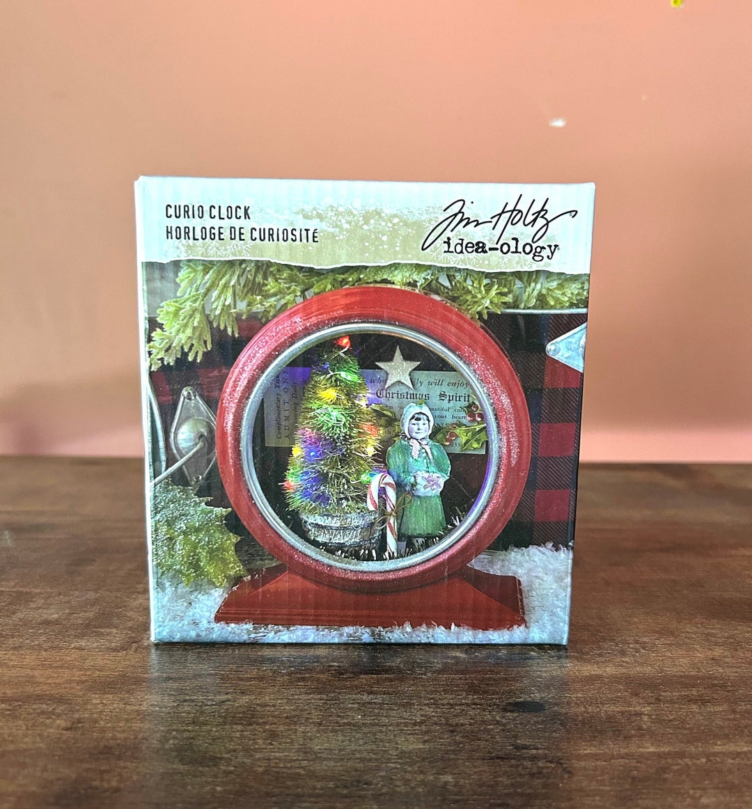 Tim Holtz Idea-ology Red Curio Clock (shadow Box) Assemblage Box Mixed ...