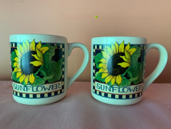 Susan Winget Coffee/tea Mugs set of 2 With Sunflower Pattern - Etsy
