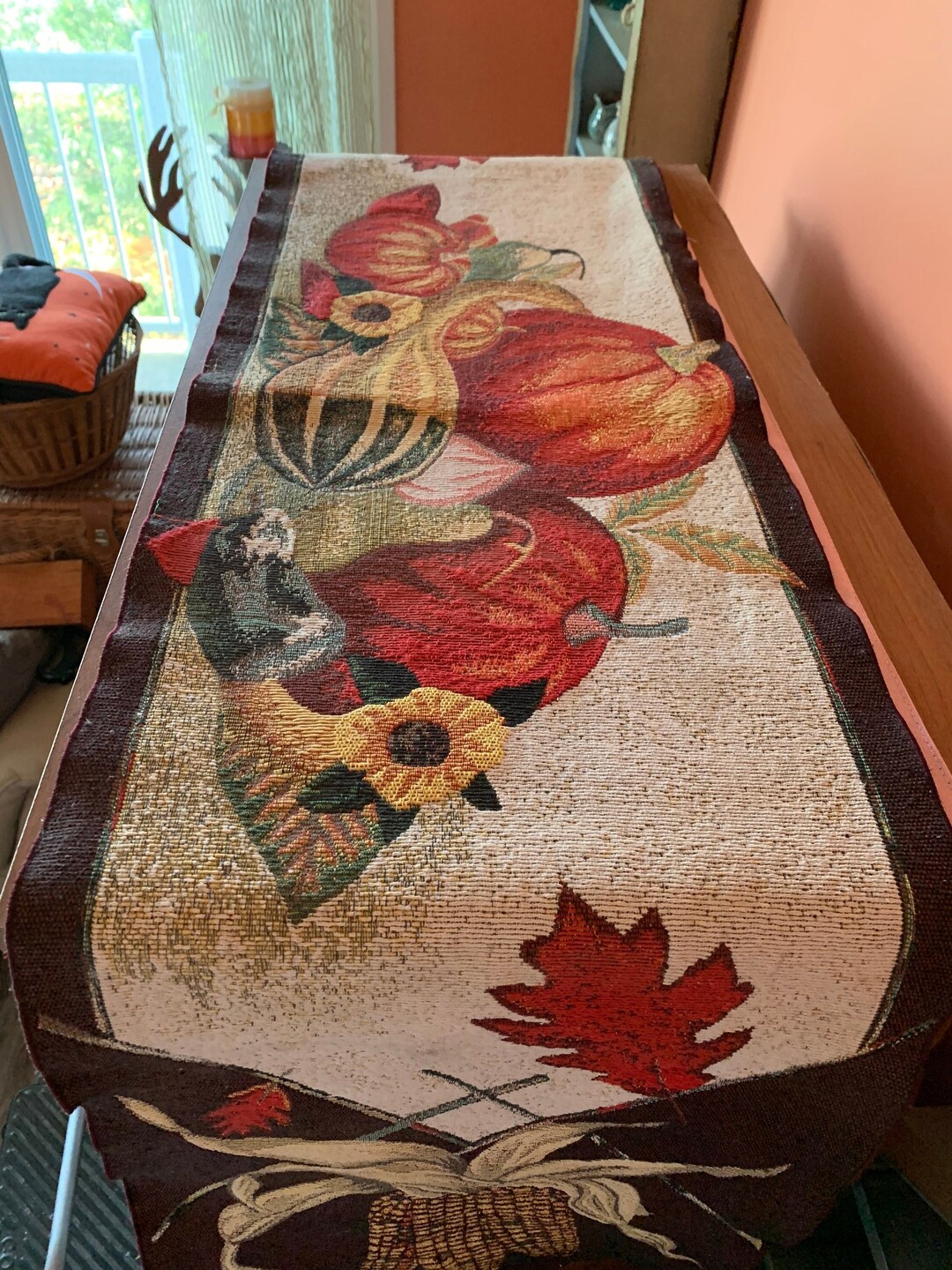 Autumn/fall Themed Table Runner Harvest Fruit/vegetable Pattern ...