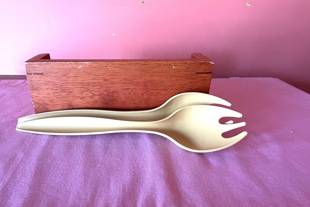 Vintage Yellow Tupperware Serving Utensils (2 Forks) Salad Serving ...