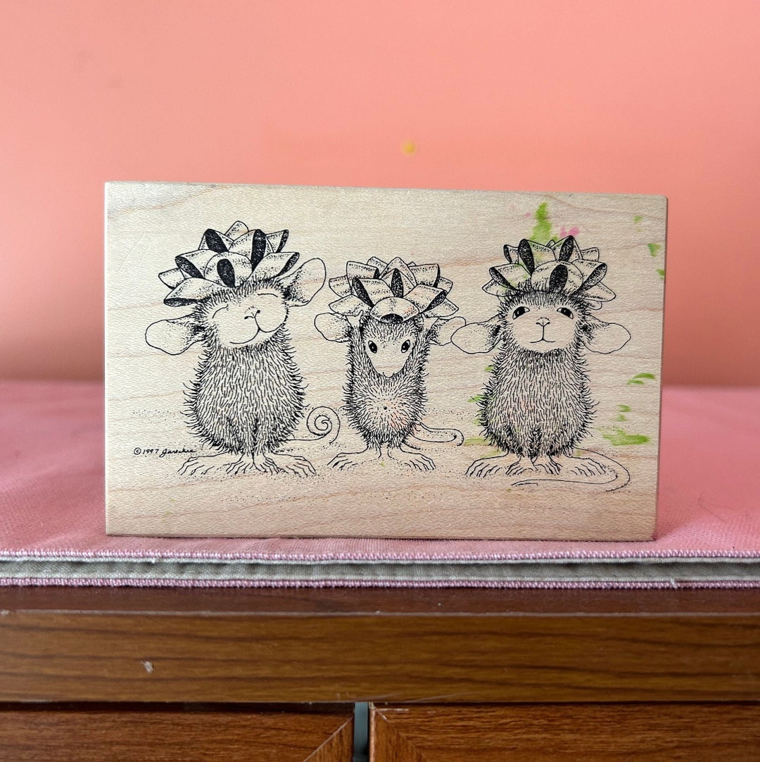 Stamps Rosa House Mouse “wrapped & Ready” Wood Mounted Rubber Stamp ...