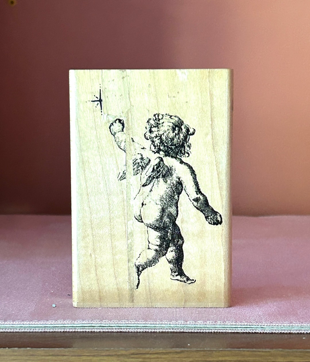 Inkadinkado Wood Mounted Cherub/angel Rubber Stamp Paper Crafting Card ...