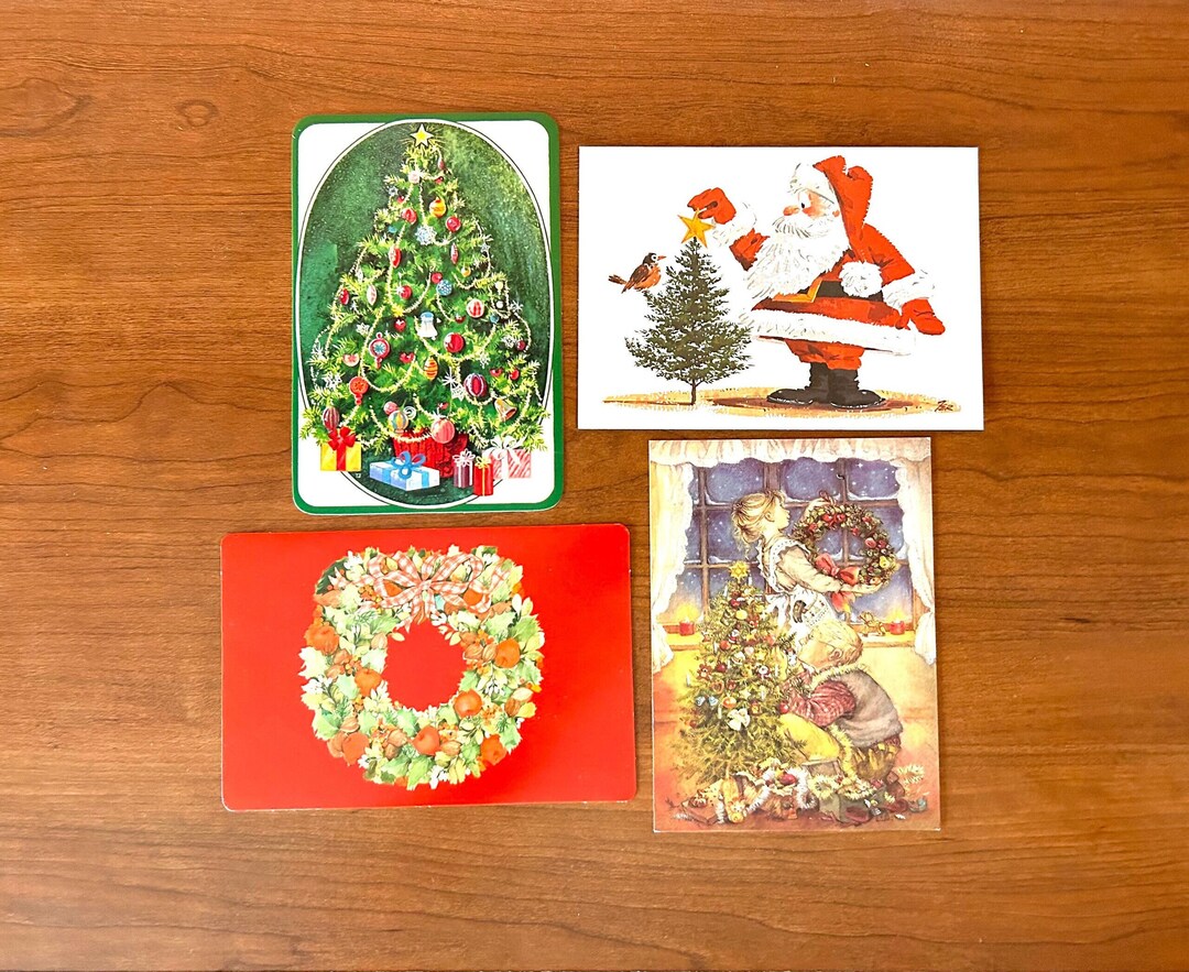 Vintage Christmas Themed Postcards (includes 4 Different Designs - 2 ...