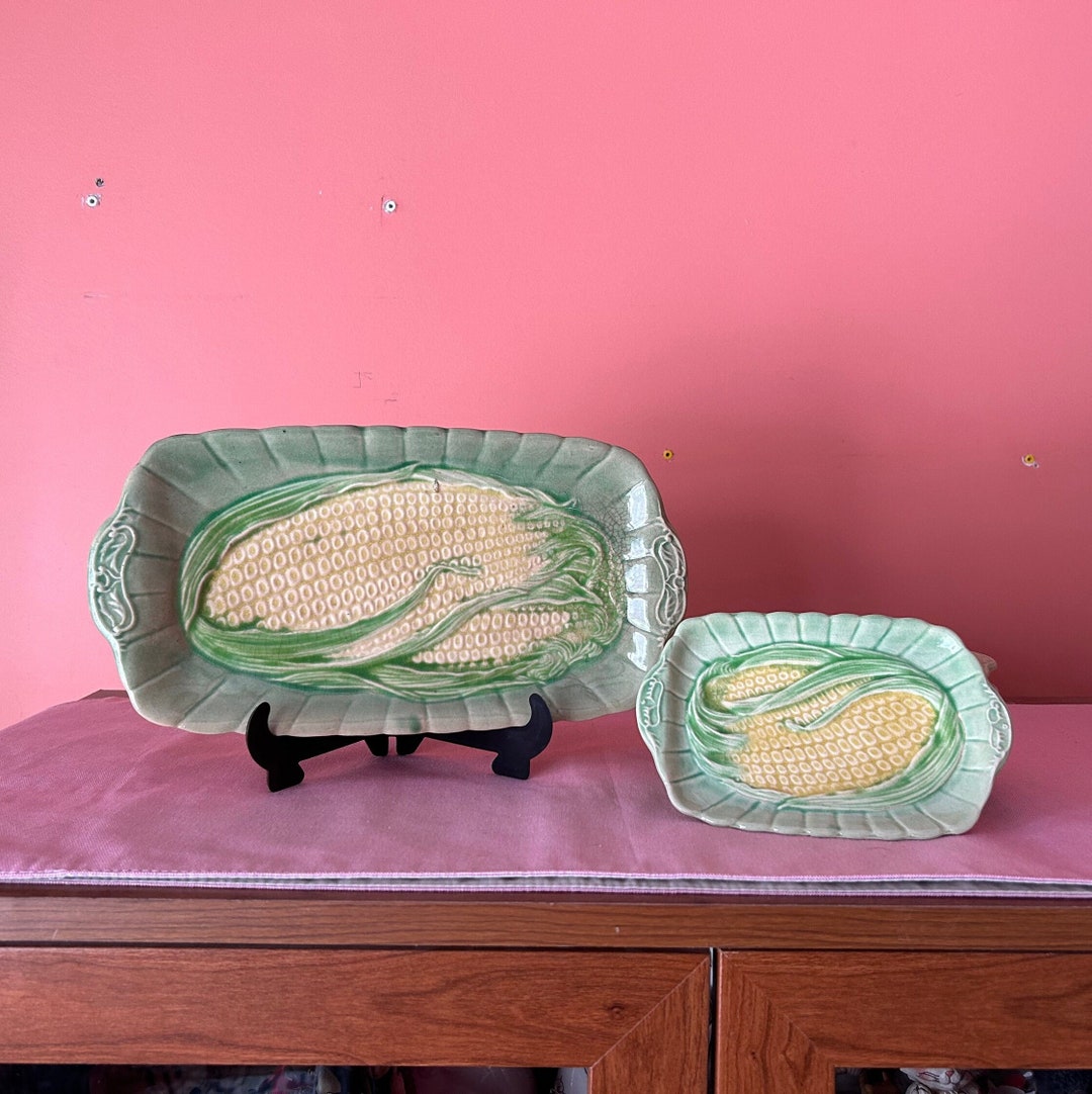 Vintage Ceramic Corn on the Cob Themed Serving Platter With Individual ...