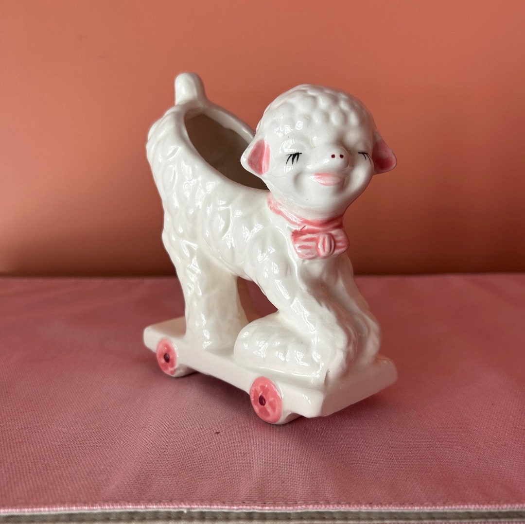 Vintage Ceramic Lamb Planter Easter/spring Decor Home Decor Collectible ...
