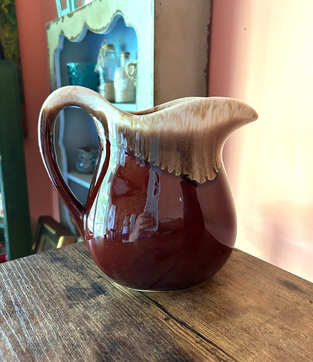 Vintage Mccoy Brown Jug/pitcher Paint Drip Pottery Made in USA Home ...