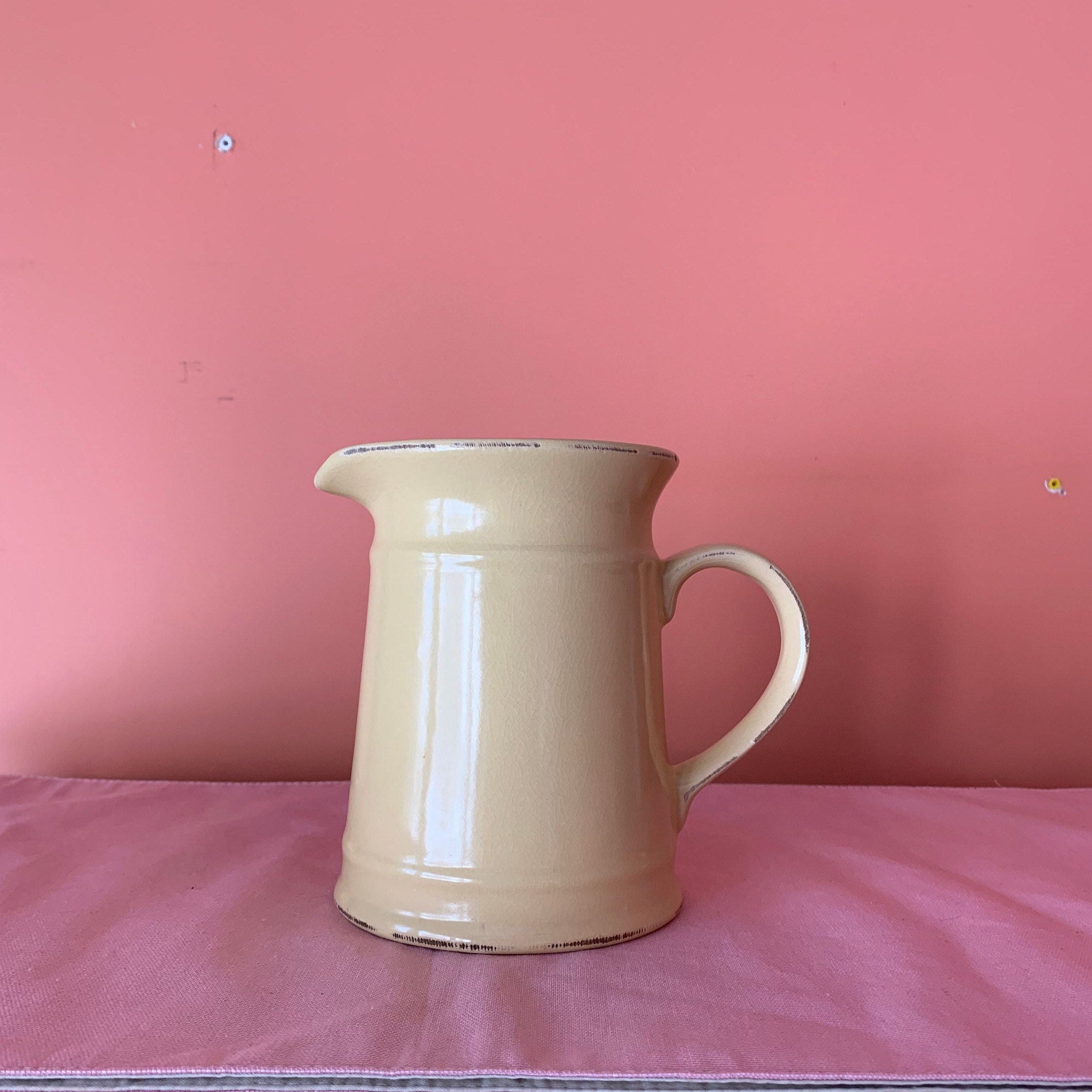 Vintage Pitcher Pastel Yellow Aged Look Distressed Edges - Etsy