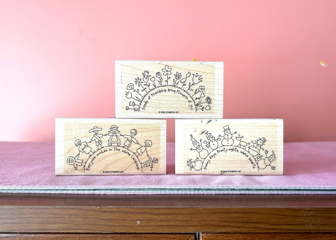 Stampin’ up Wood Mounted “the World Over” Rubber Stamp Set (retired Set ...
