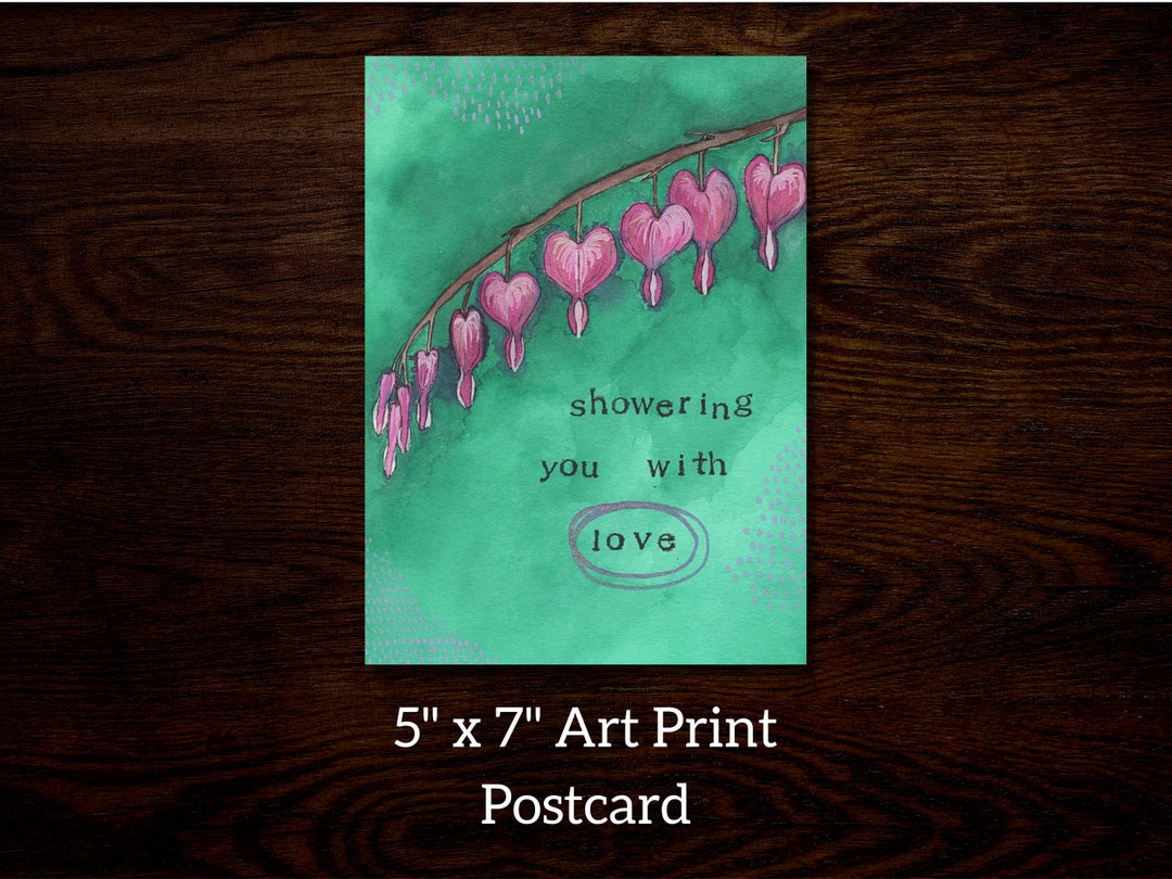 Showering You With Love Bleeding Hearts Art Print Postcard - Etsy