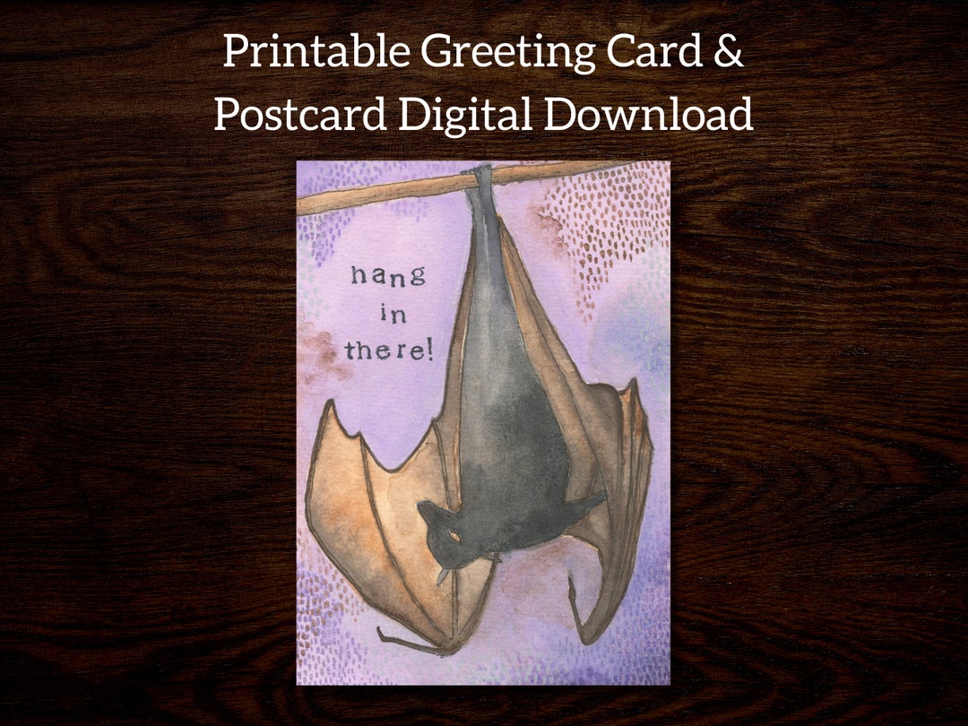 Bat Printable Greeting Card, Postcard, and Envelope Stationery Bundle ...