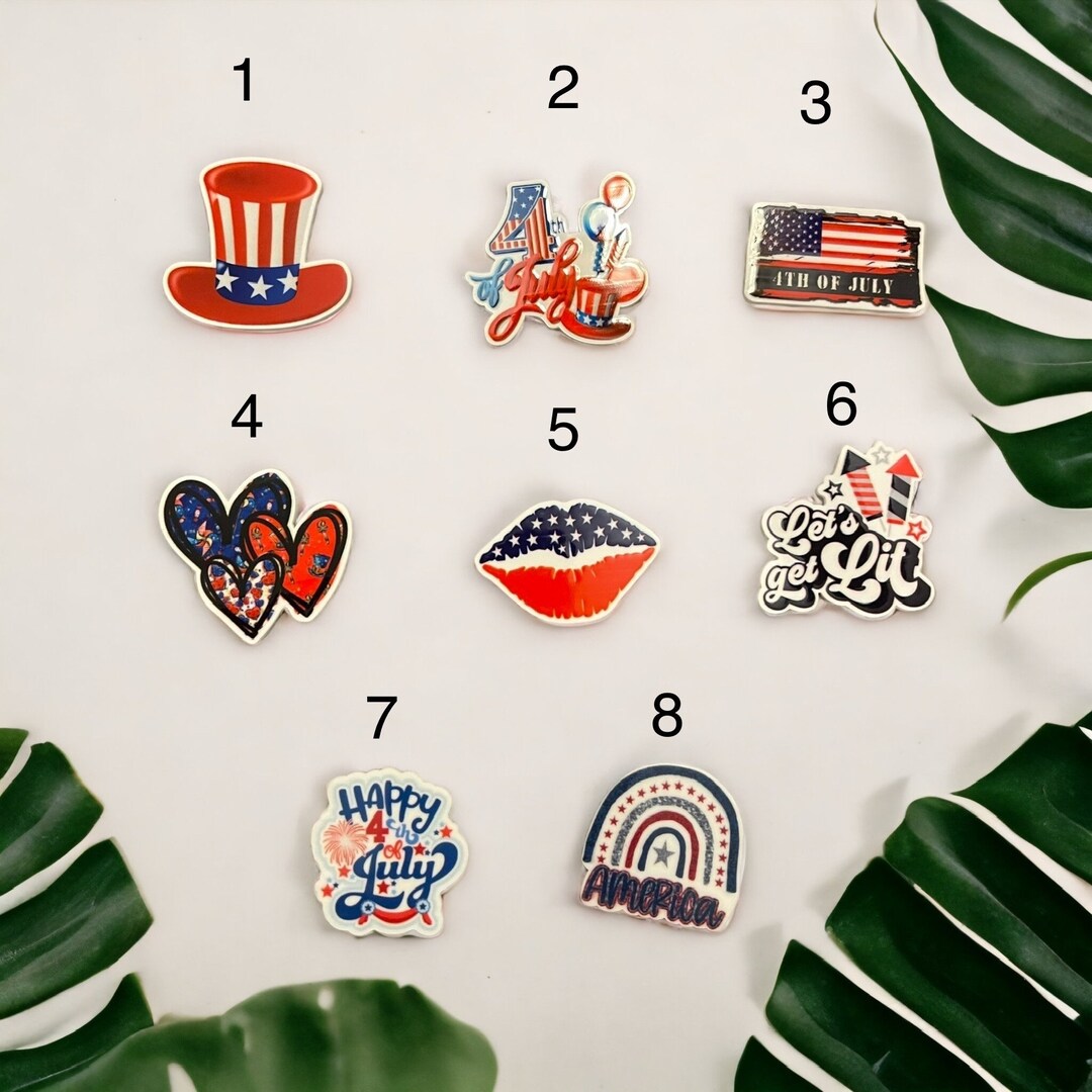 2 Pcs Set- 4th of July Plannar Resins, Fourth of July Flatbacks, Star ...
