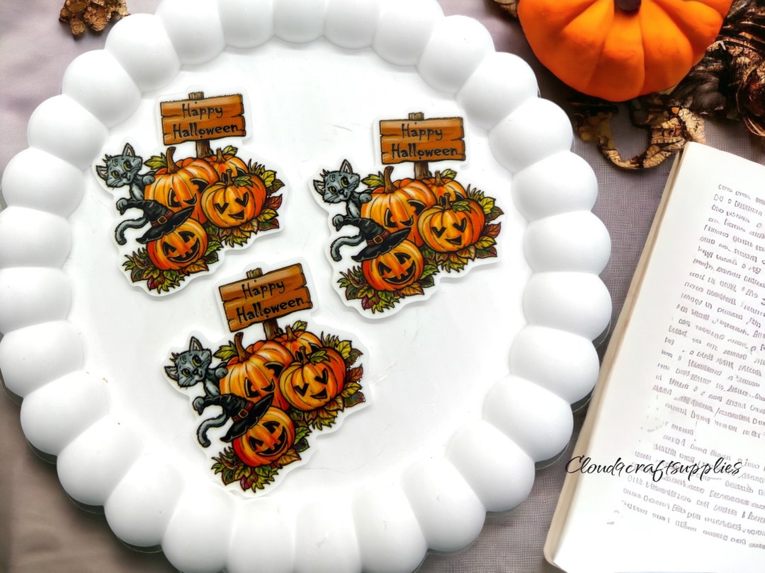 Flatback Resin Planars Pumpkin, Jack-o-lantern Resin, Charms, Badge ...