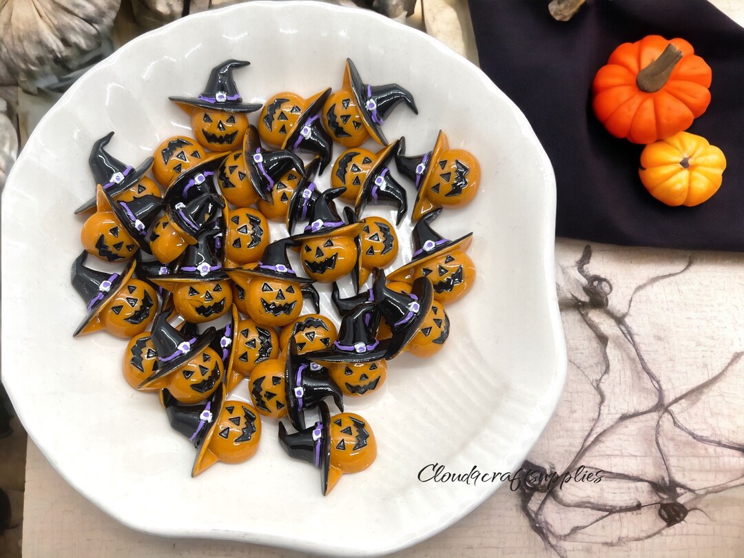 5/10 Pcs Halloween Flat Back Resins Pumkin Flat Back Resins Cabochons ...