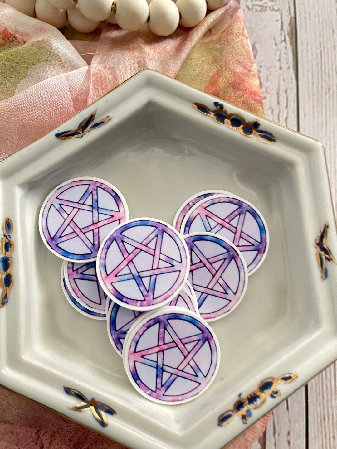 Planar Resin Flat Back Water Color, Pastel, Pentagram, Pentacle Lapel ...