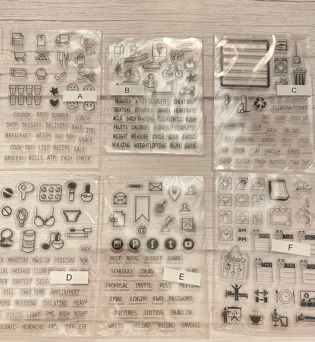 Mini Diary Stamp Sheets Daily Planner, Clear Week Day, Social Media ...