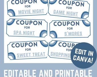 Printable Kids Coupons,, Kids Reward Coupon, Kids Reward Template ...