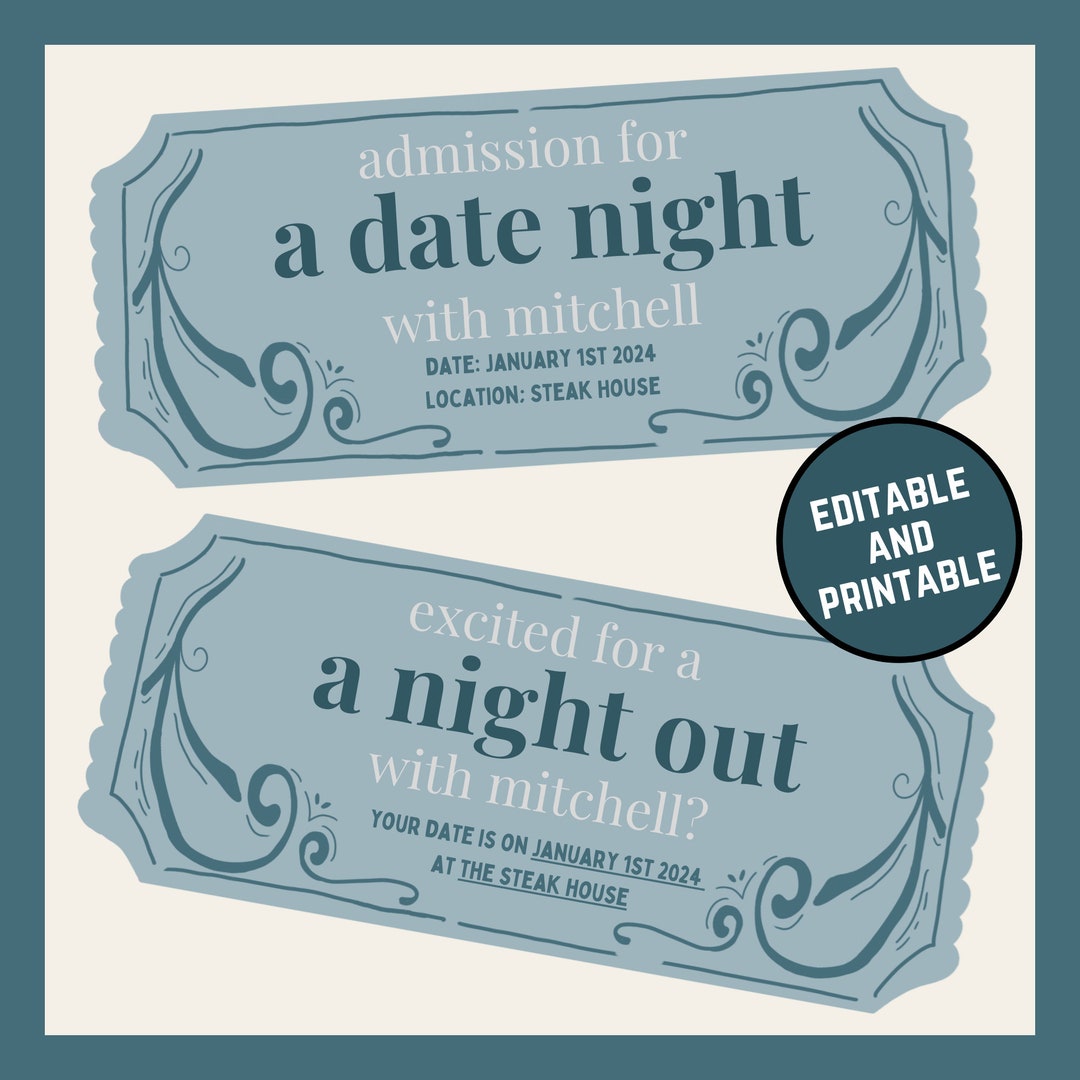 Date Night Coupon for Her and Him Personalized and Custom Gift Surprise ...