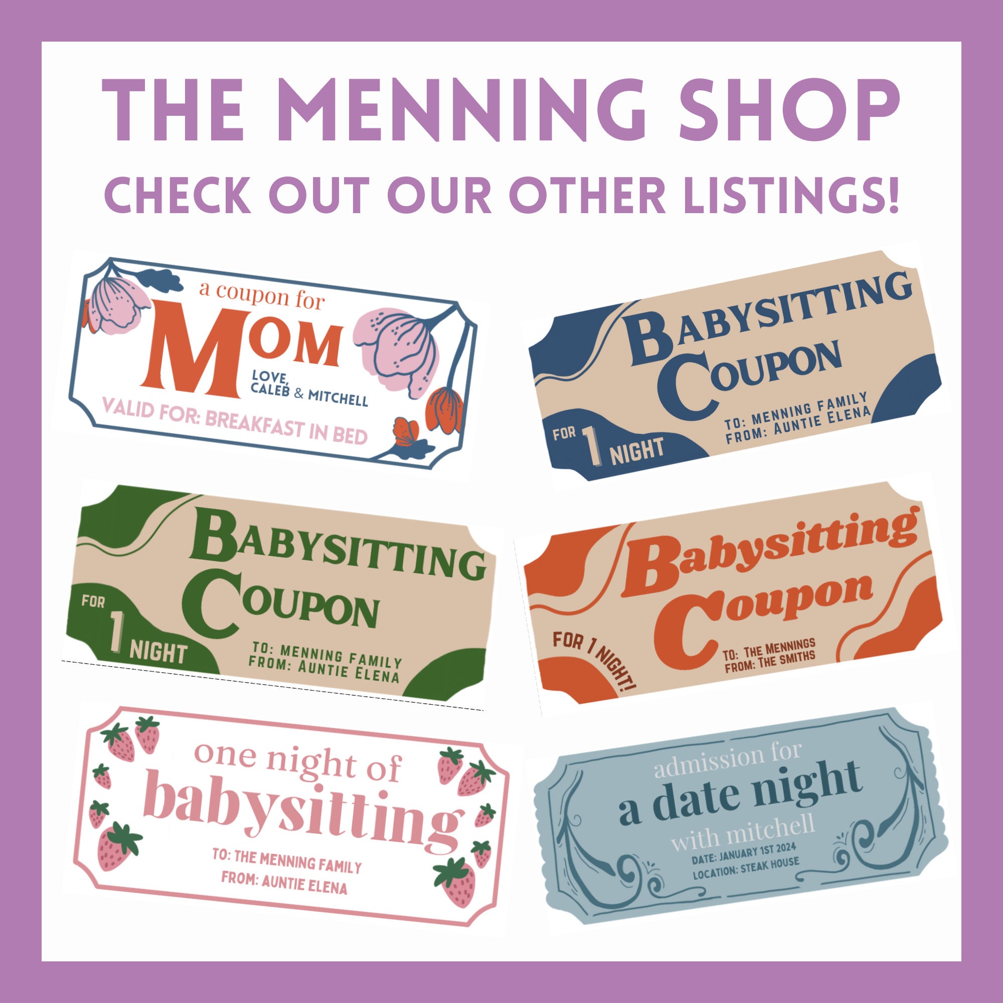 Editable Babysitting Voucher Babysitting Coupon Custom Gift Voucher Gifted Certificated ...