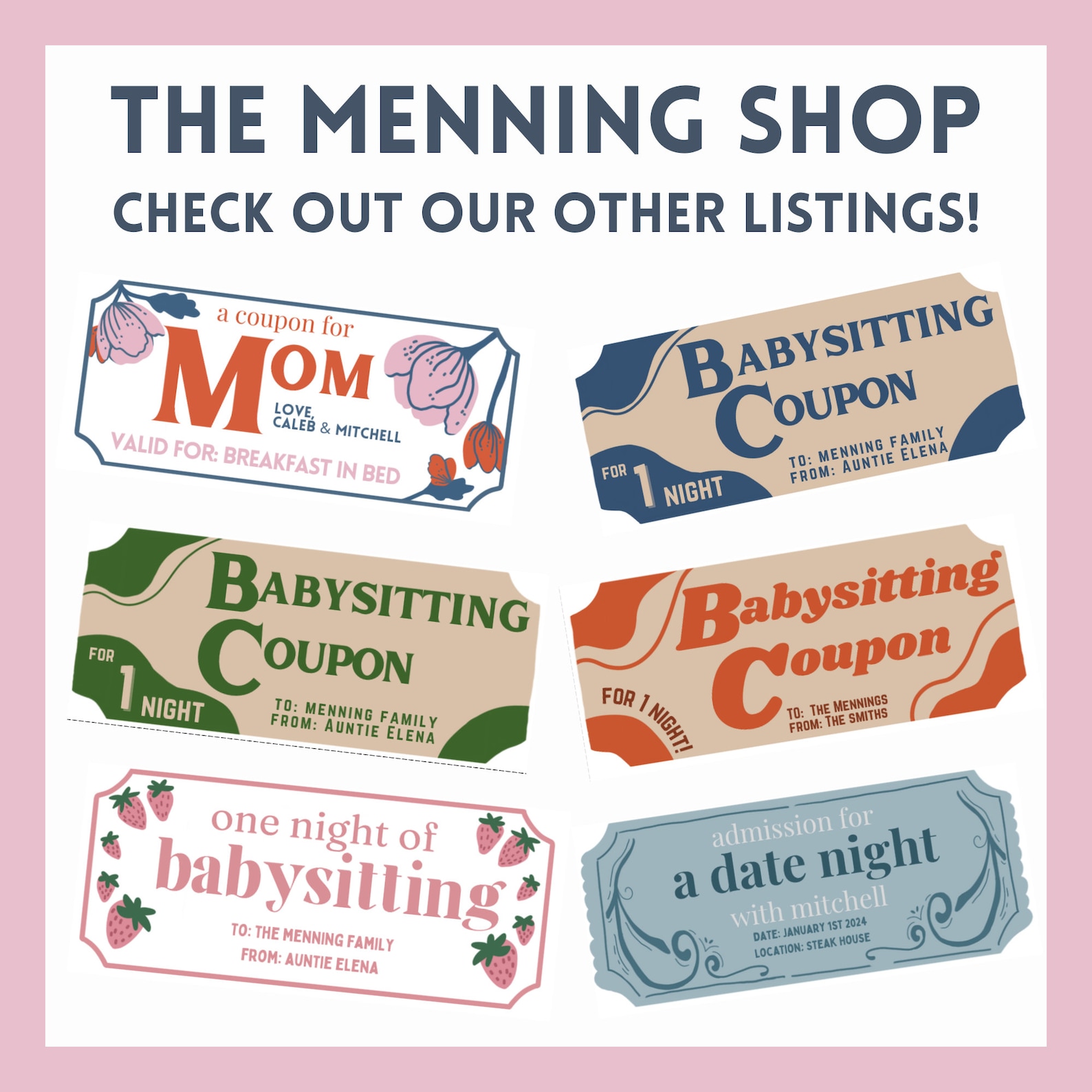 Babysitting Coupon Editable Babysitting Voucher Gifted Certificated ...