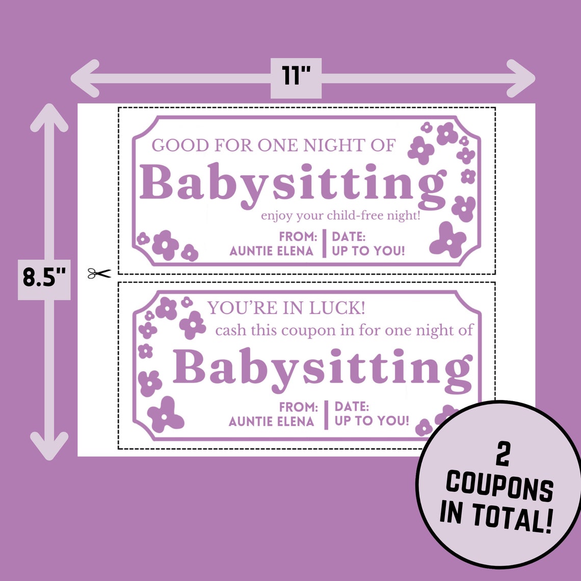 Editable Babysitting Voucher Babysitting Coupon Custom Gift Voucher Gifted Certificated ...